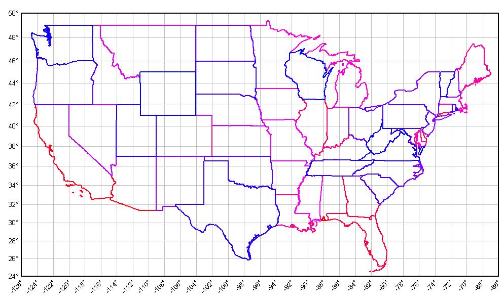 United States Map With Grid Lines - United States Map