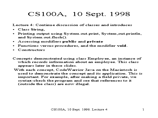 CS100A, 10 Sept. 1998