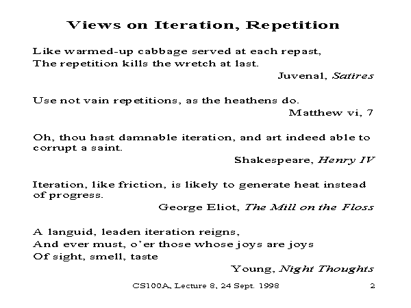 Views on Iteration, Repetition