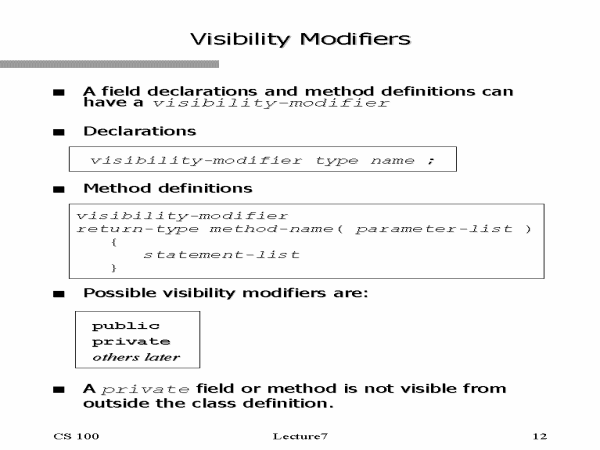 Visibility Modifiers