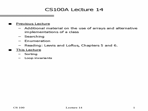CS100A Lecture 14