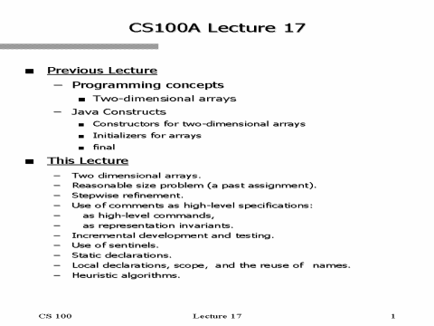 CS100A Lecture 17