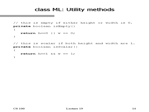 class ML: Utility methods
