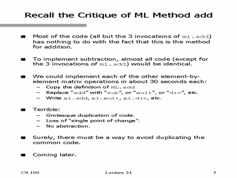 Recall the Critique of ML Method add
