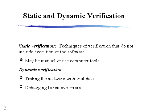 Static and Dynamic Verification